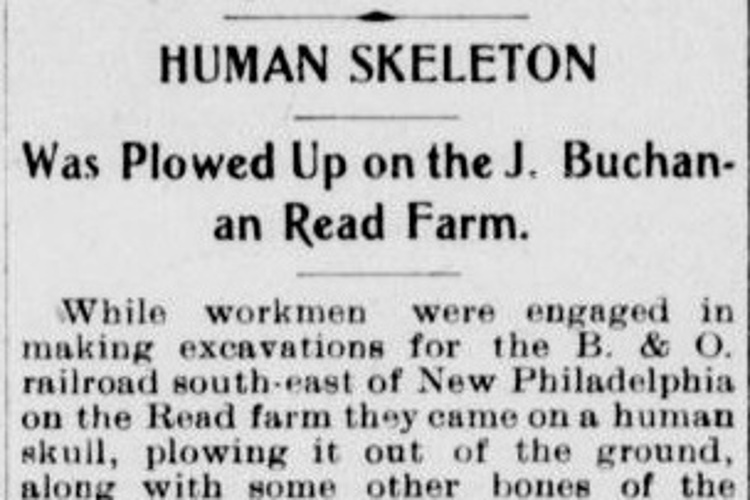 Unearthed History: Skeletons on the Read Farm – Tuscarawas County Stories